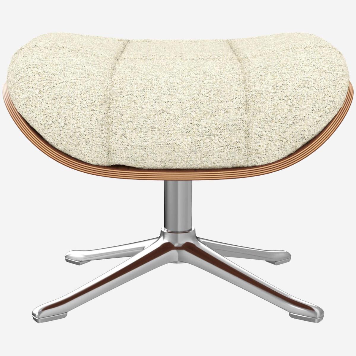 MARC Repose-pieds Noyer/Tissu Venezia Blanc - Pied alu - Habitat