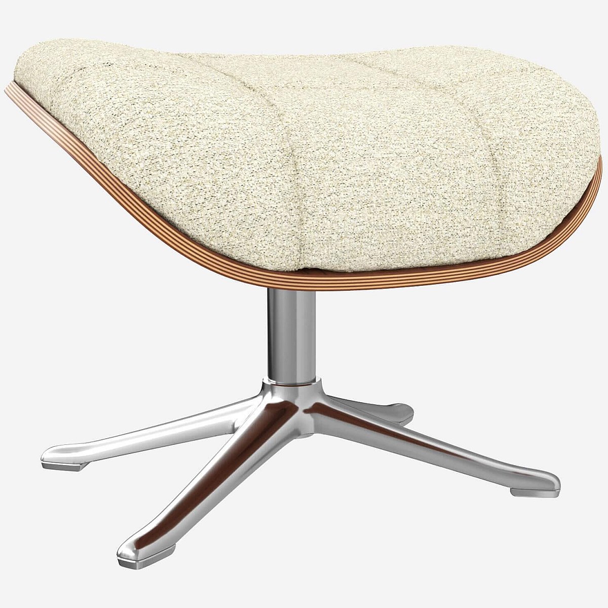 MARC Repose-pieds Noyer/Tissu Venezia Blanc - Pied alu - Habitat