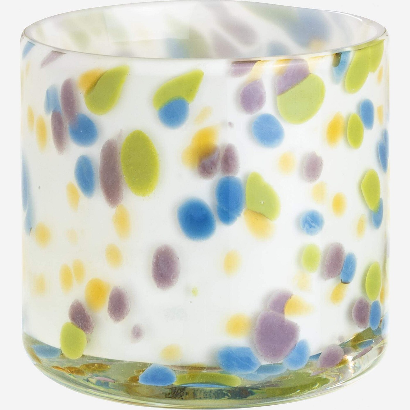 Tory - Windlicht aus Glas - 10 x 10 cm - Weiß getupft