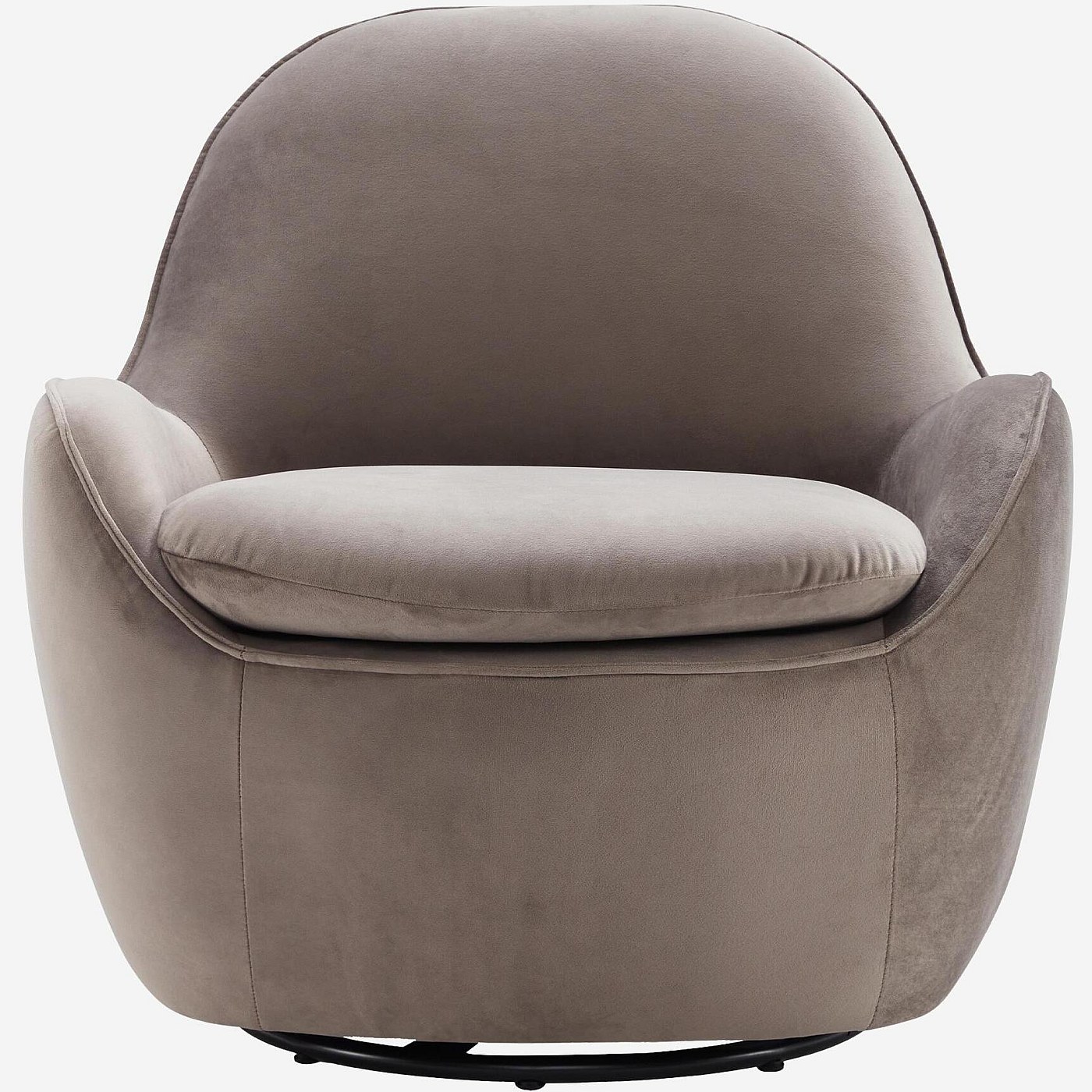 Boca - Fauteuil rond compact pivotant en velours - Taupe