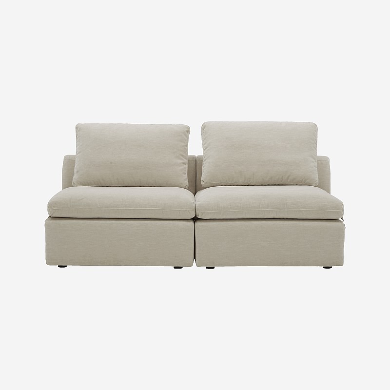 Ameria - Canapé 2 places modulable en tissu - Beige meringue