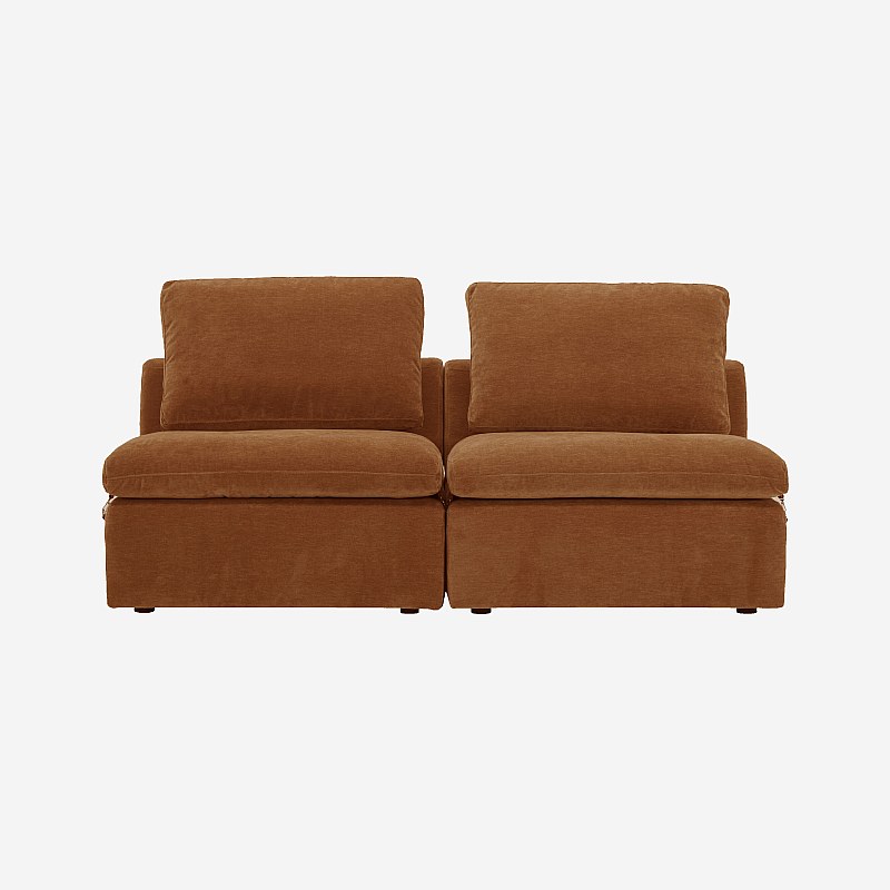 Ameria - Canapé 2 places modulable en tissu - Marron noisette