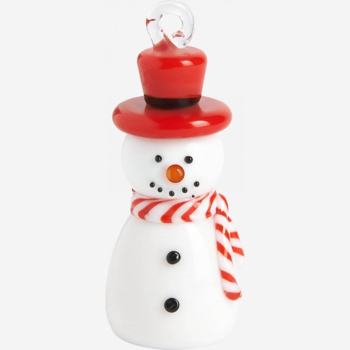 Schneemanndekoration aus Glas