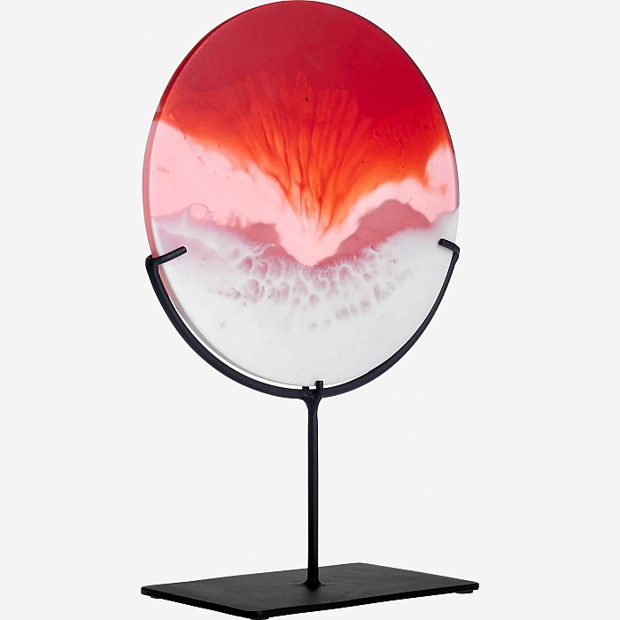 Renji - Objet Décoratif en Résine et Métal - Blanc et Rouge